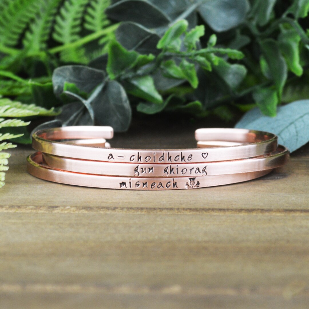 Scottish Gaelic Mantra Cuff: Hand Stamped Celtic Bracelet - Etsy