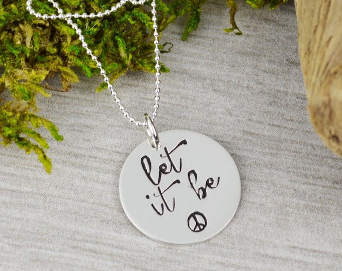 Let It Be Necklace in Sterling Silver // Handstamped Jewelry - Etsy