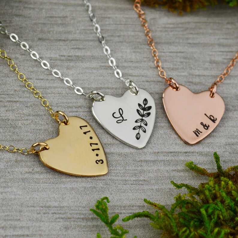 Custom Heart Bar Necklace Personalized Initial Necklace | Etsy