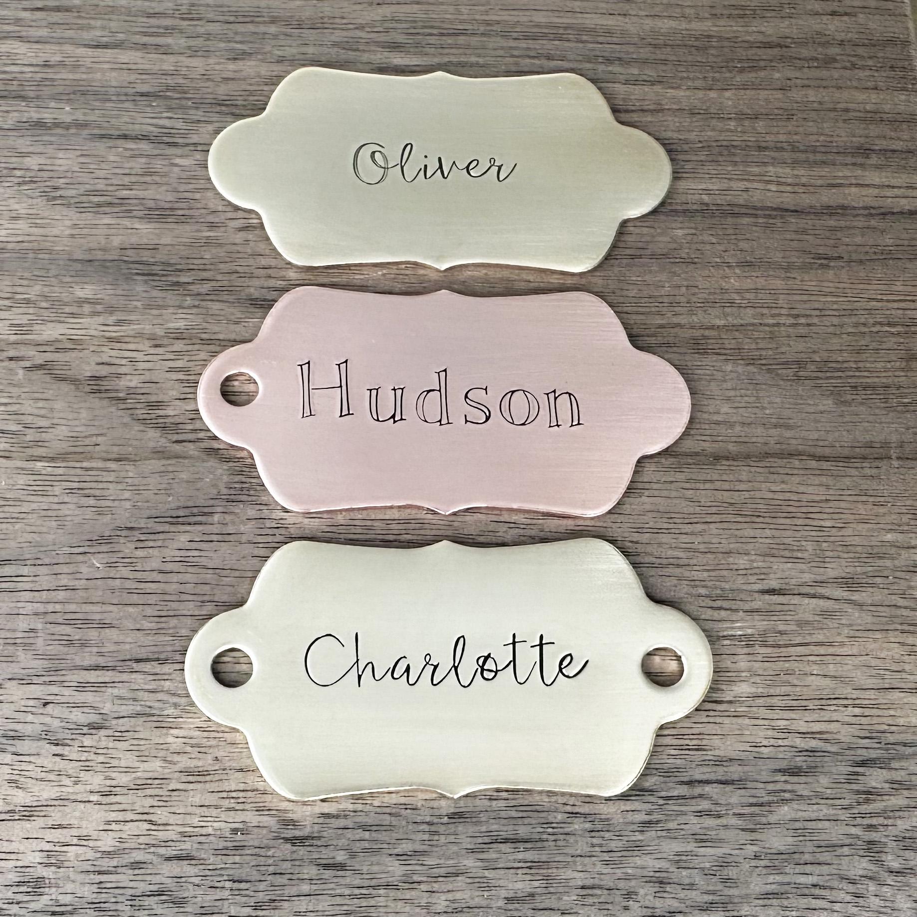 Personalized Stocking Tag: Custom Hand Stamped Brass or Copper Name Tag ...