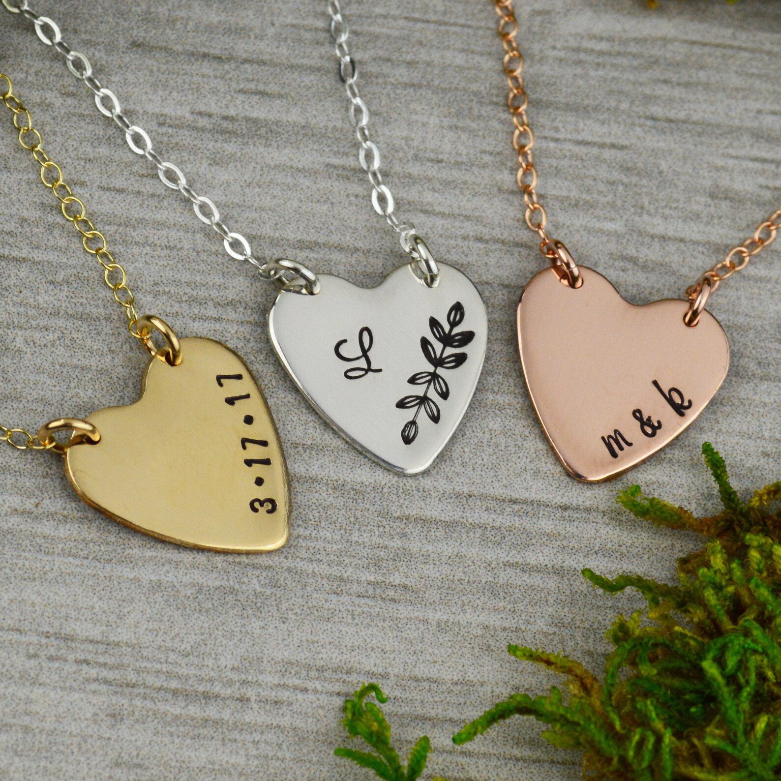 Custom Heart Bar Necklace Personalized Initial Necklace - Etsy