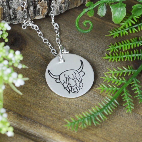 Highland Cow Necklace • Minimal Layering Necklace • Sterling Silver ...