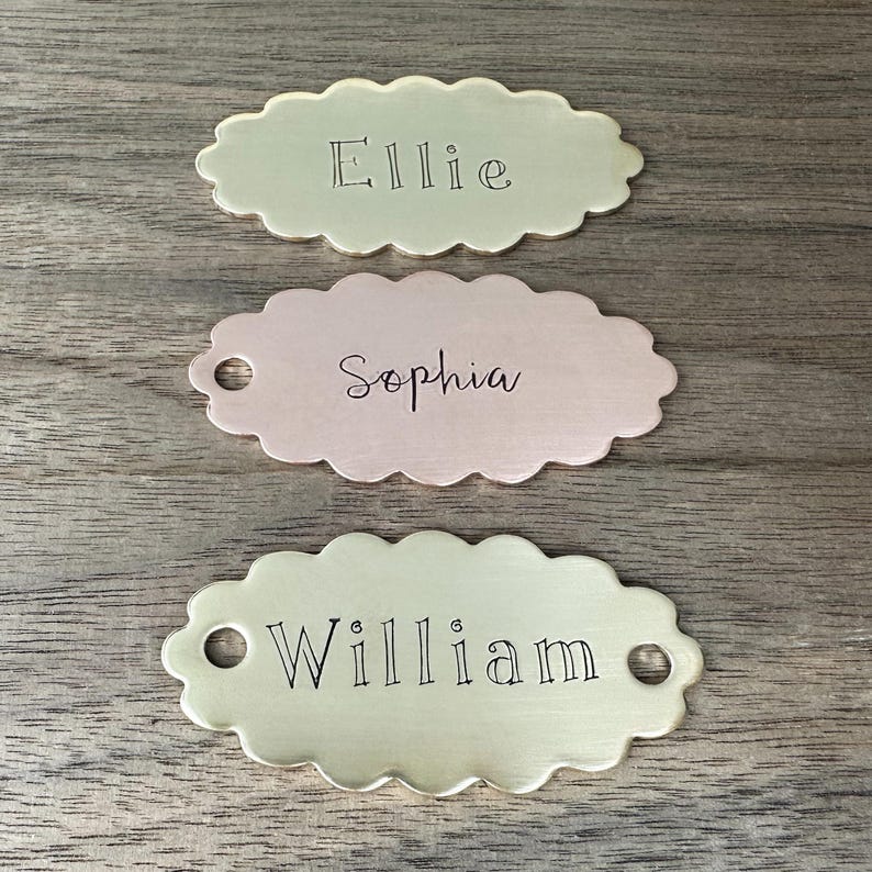 Personalized Brass Stocking Tag: Hand Stamped Copper Name Plaque - Etsy