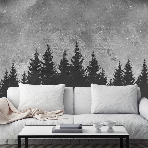 Blue Trees Wall Mural - Etsy