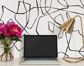 Entangled Lines Abstract Mural Wallpaper Black Peel and - Etsy