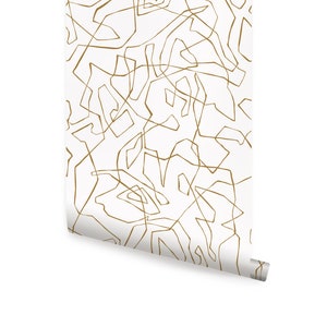 Entangled Lines Abstract Wallpaper, Gold, Wallpaper - Etsy