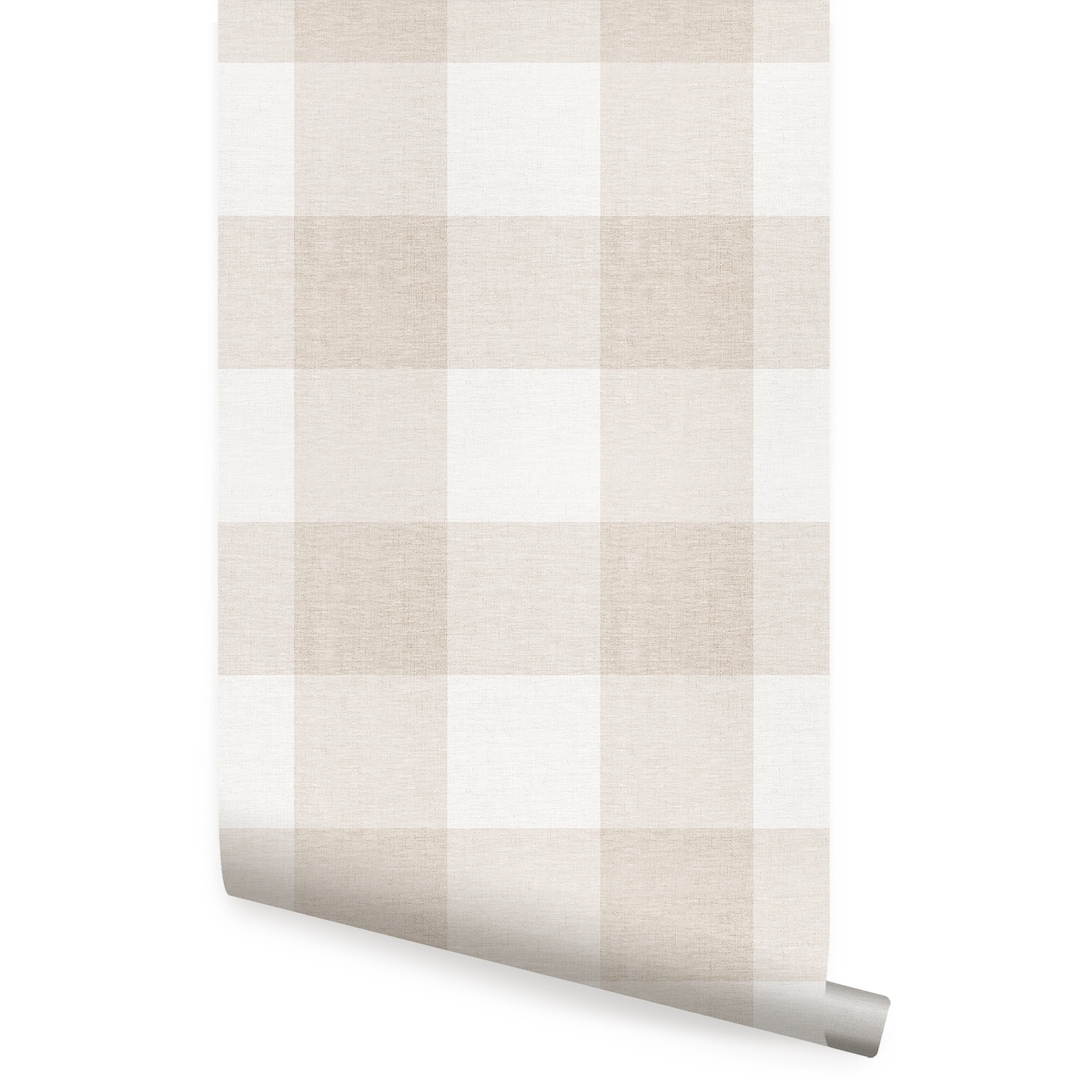 Checkered Look Medium Wallpaper, Beige, Wallpaper - Etsy