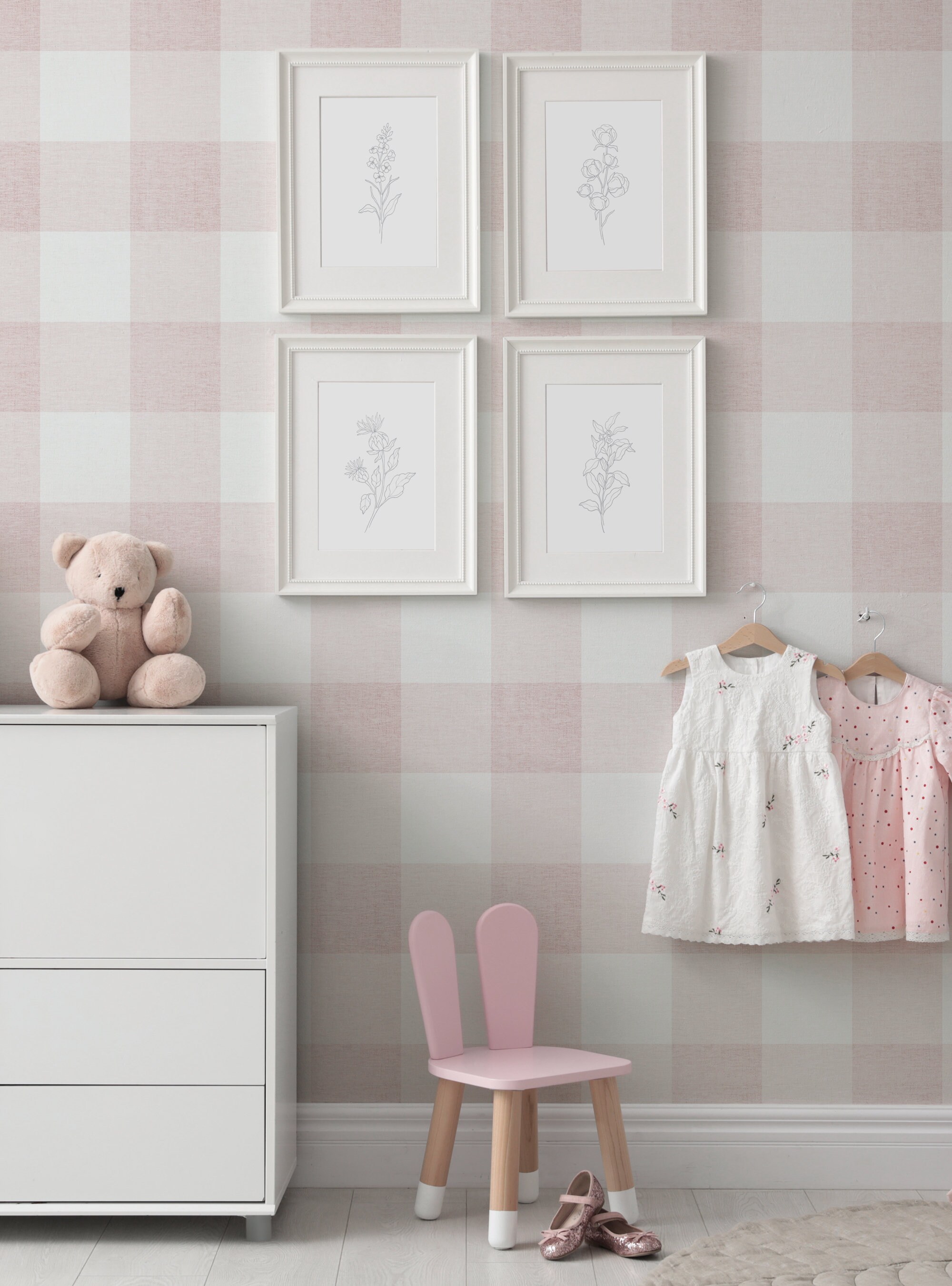 Checkered Look Medium Wallpaper Pink Self Adhesive - Etsy