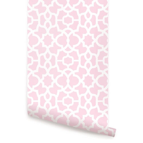 Pink Bamboo Trellis Repositionable Peel 'n Stick Wallpaper | Etsy