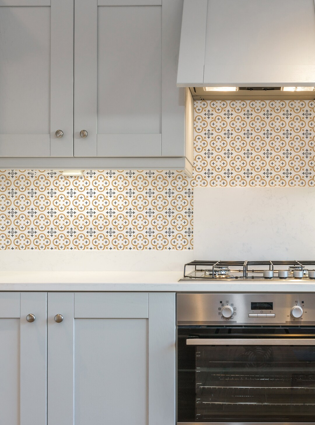 Flower Moroccan Tile, Mustard, Peel and Stick Backsplash Wallpaper - Etsy