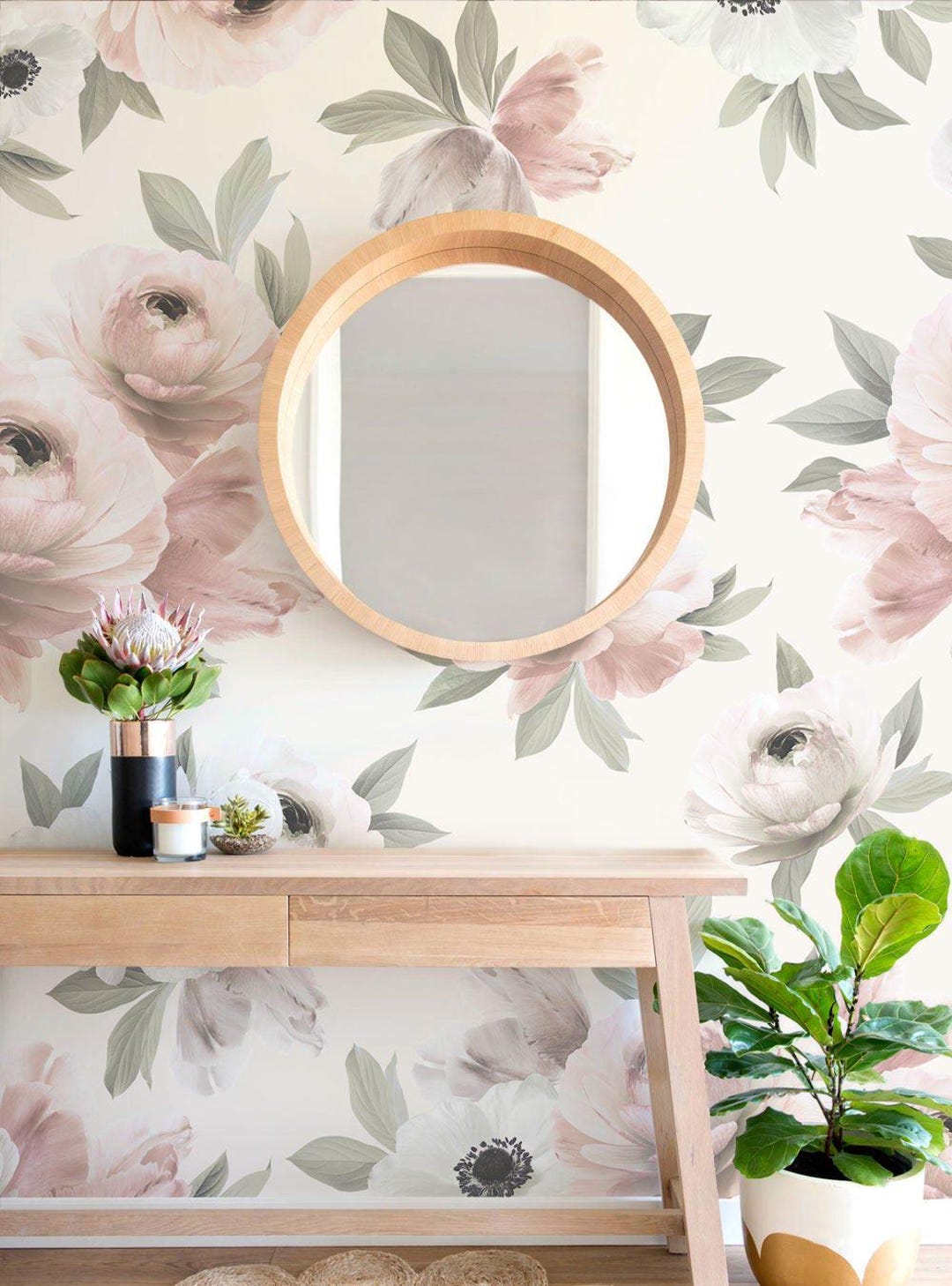 Floral Wallpaper Mural, Spring Flowers, Flower Extra Large Wall Art ...