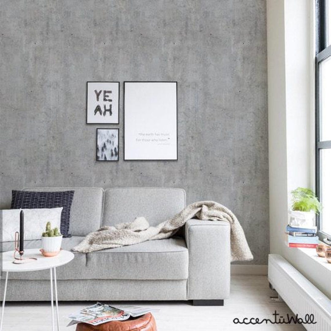 Cement Concrete Wall Covering | Dark Grey | Peel and Stick or Unpasted ...