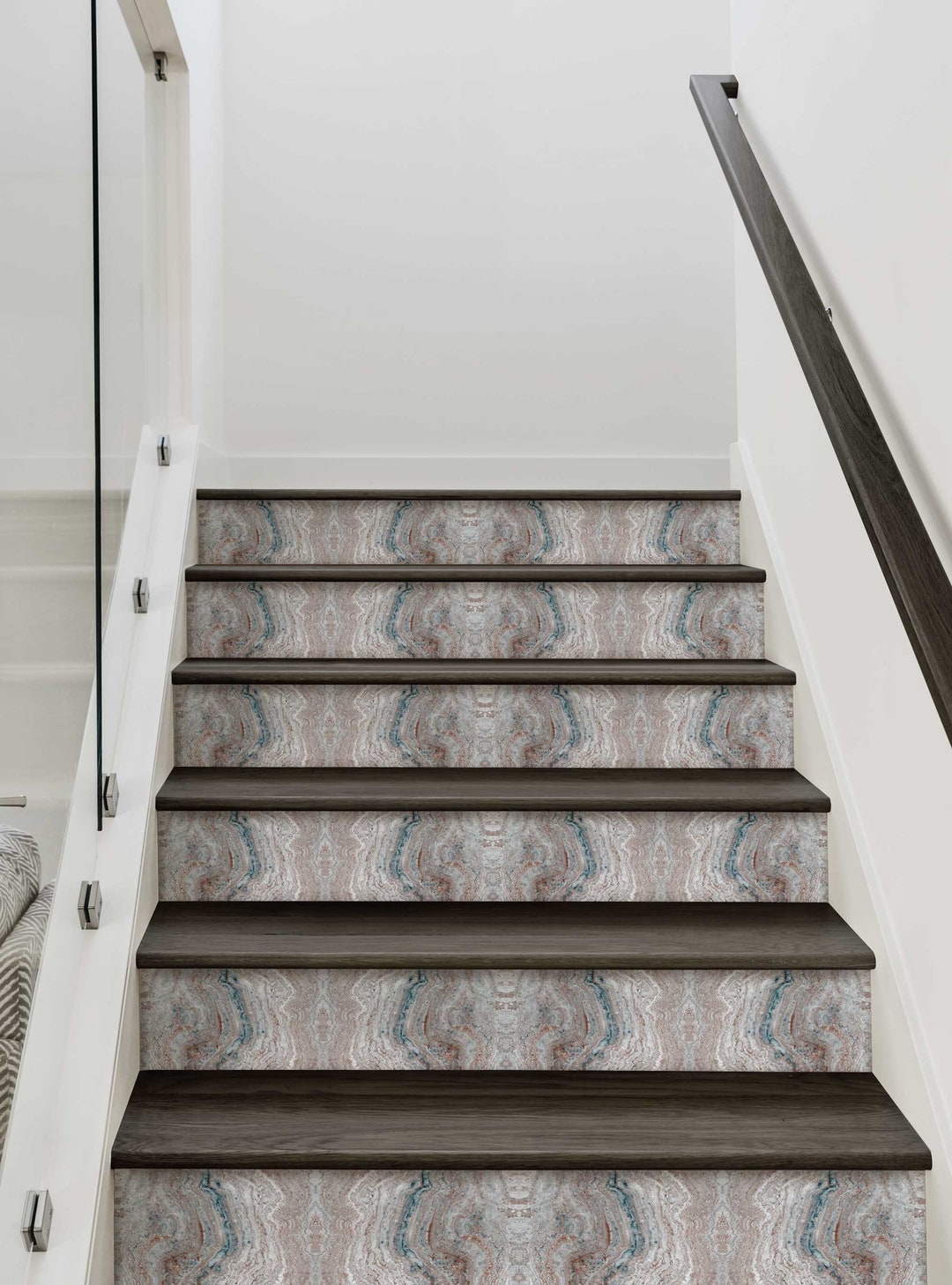 Worn Persian Sediment, Grey, Vinyl Peel and Stick Stair Riser Strip ...