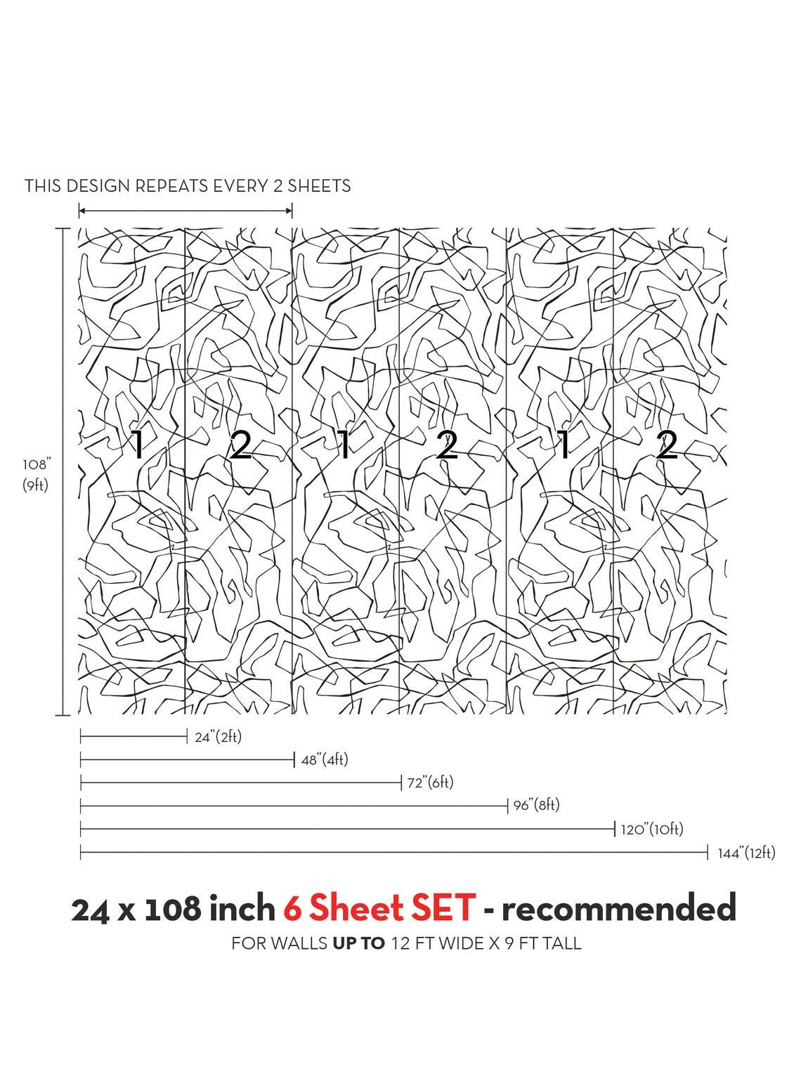 Entangled Lines Abstract Mural Wallpaper Black Peel and - Etsy