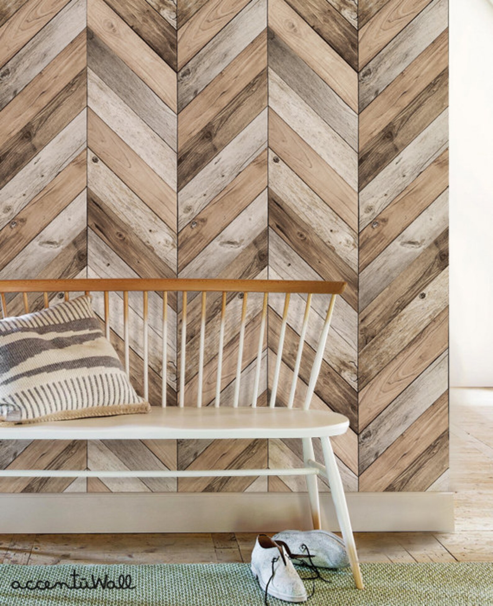 Chevron Wood Herringbone Wallpaper Original Repositionable - Etsy