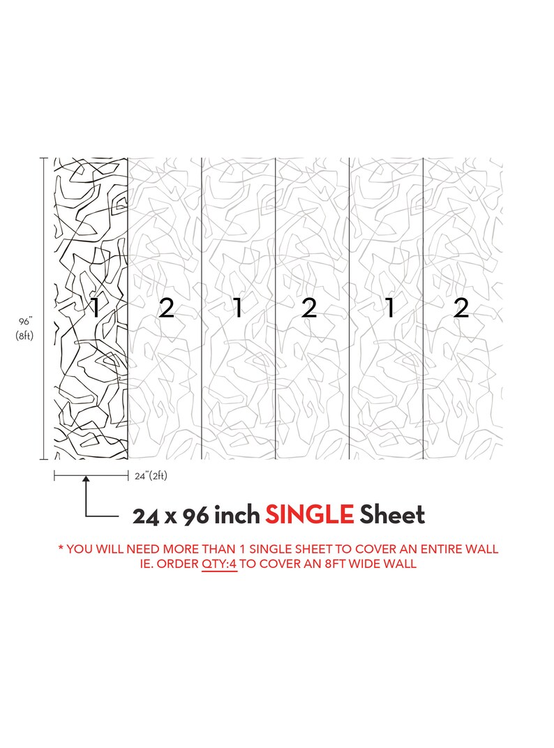 Entangled Lines Abstract Mural Wallpaper Black Peel and - Etsy