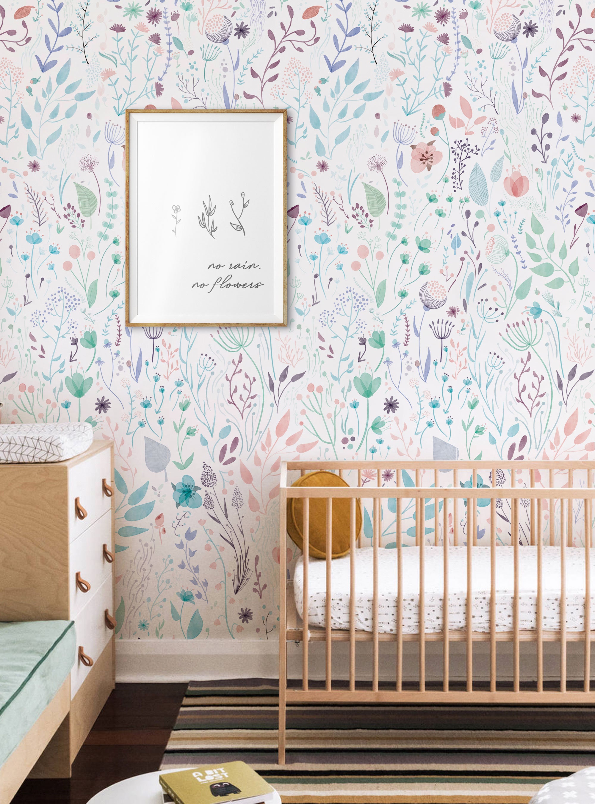 Wild Flowers Mural Wallpaper Watercolor Floral Wall Art Peel - Etsy Canada