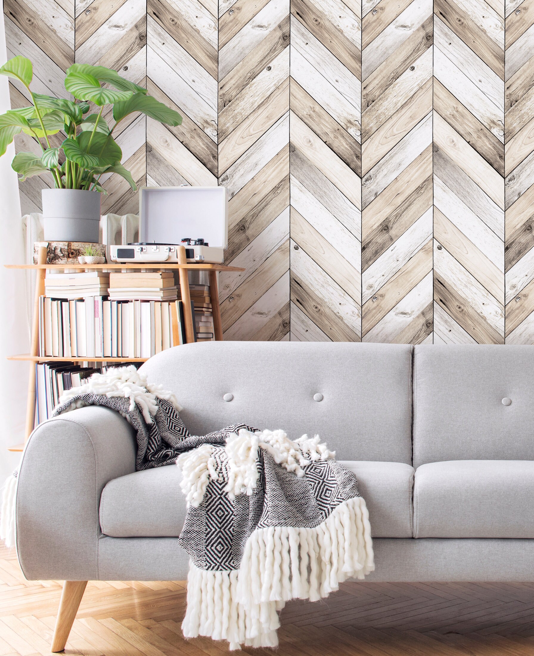 Chevron Wood Herringbone Wallpaper Light Self Adhesive - Etsy