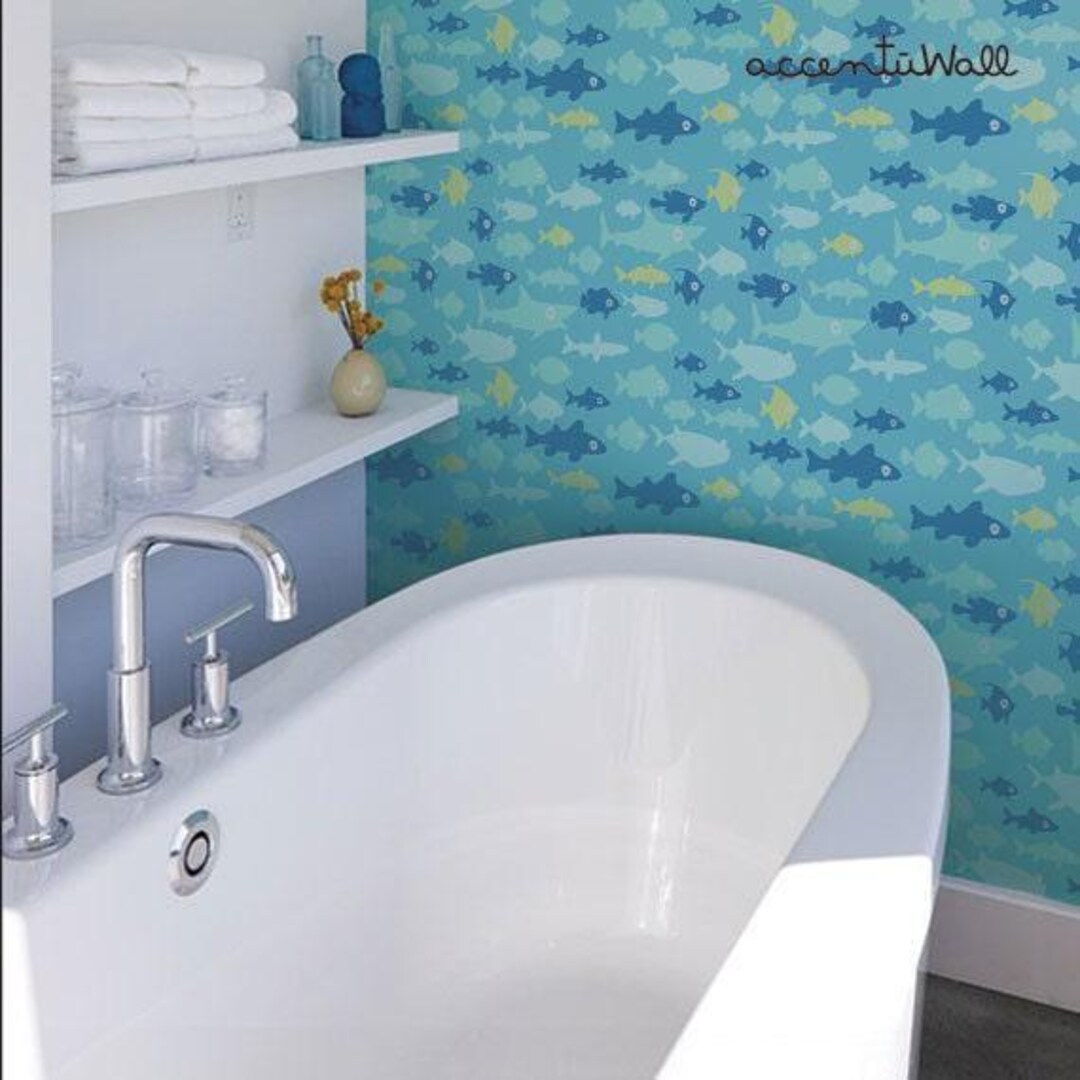 Fish Tank Wall Covering | Blue | Peel and Stick or Unpasted Wallpaper ...