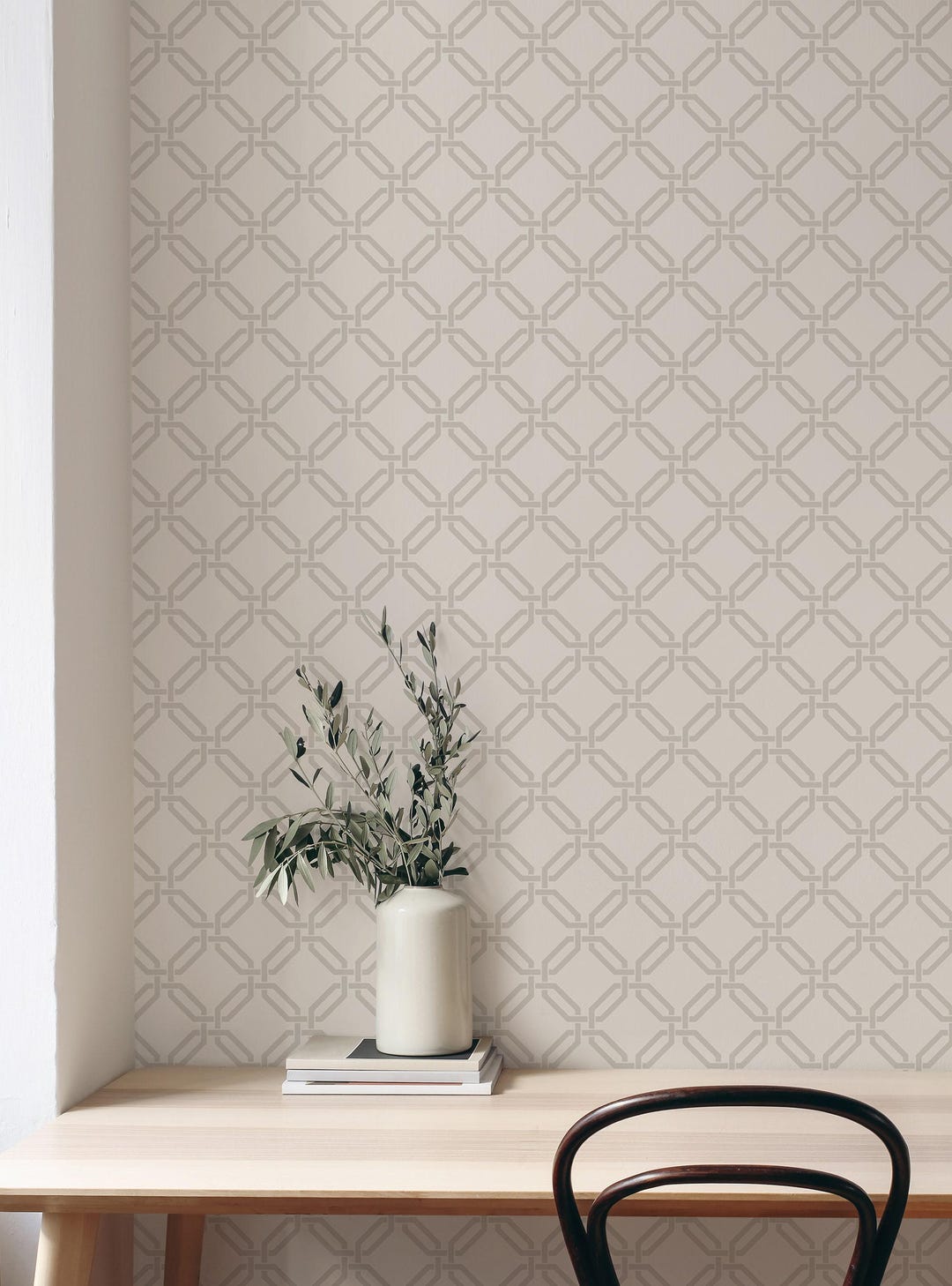 Octagon Links Wall Covering | Beige | Peel 'n Stick or Unpasted ...