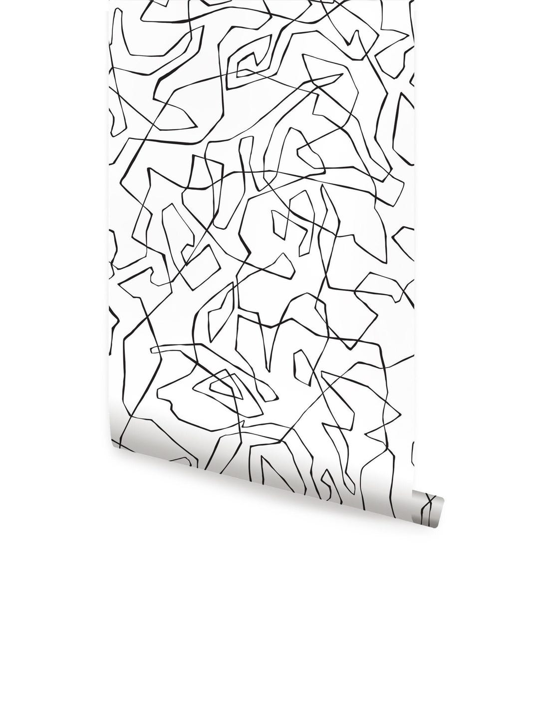 Entangled Lines Abstract Wallpaper, Black, Wallpaper - Etsy