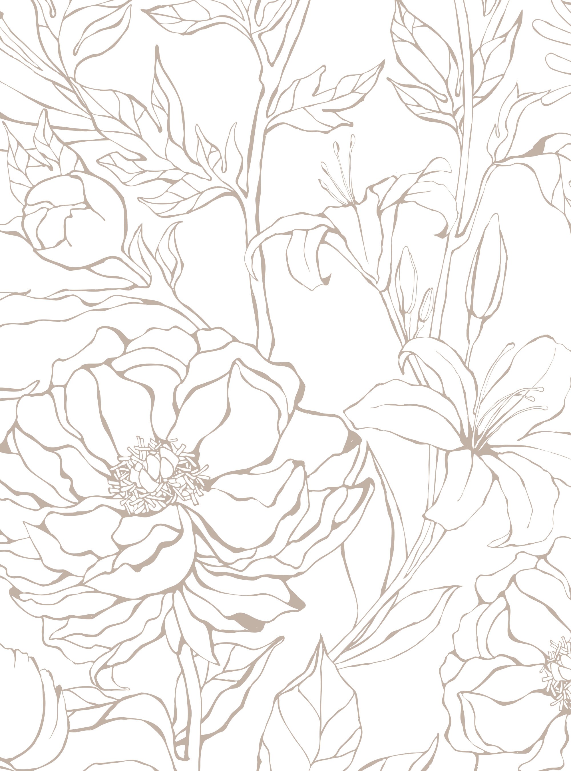 Botanical Garden Hand Drawn Flowers Grey Self Adhesive - Etsy