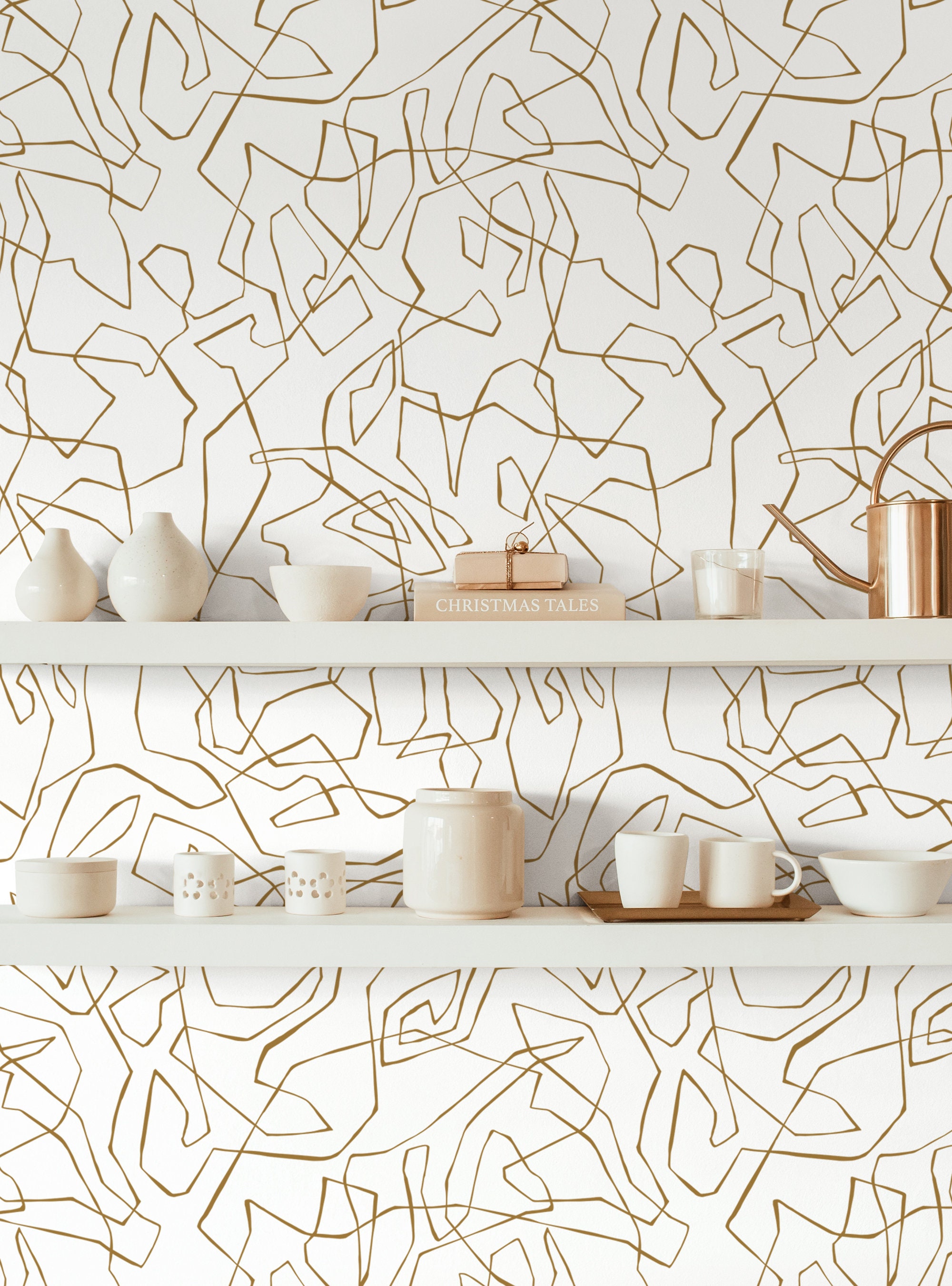Entangled Lines Abstract Wallpaper Gold Self Adhesive Fabric - Etsy
