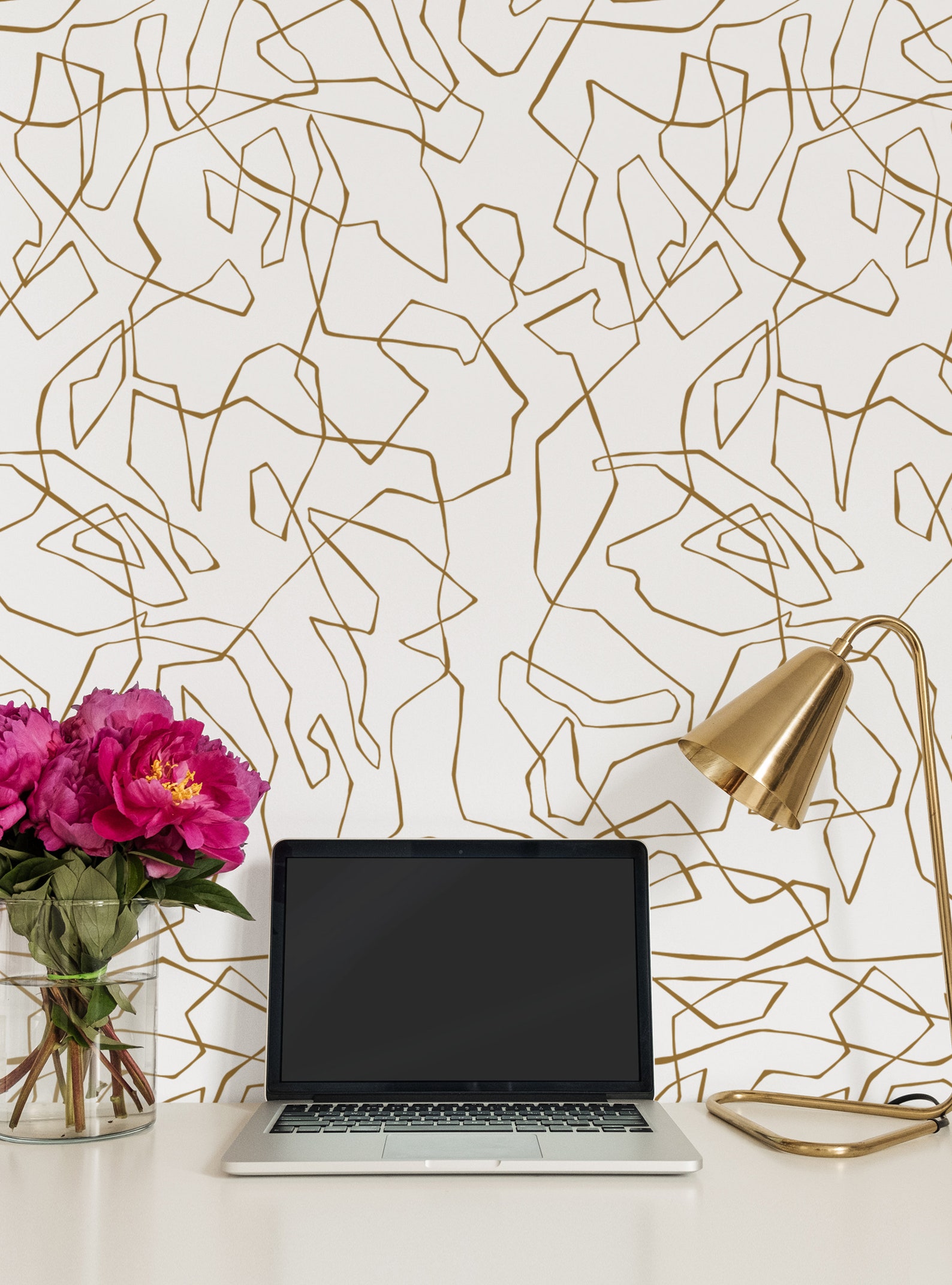 Entangled Lines Abstract Wallpaper Gold Self Adhesive Fabric - Etsy