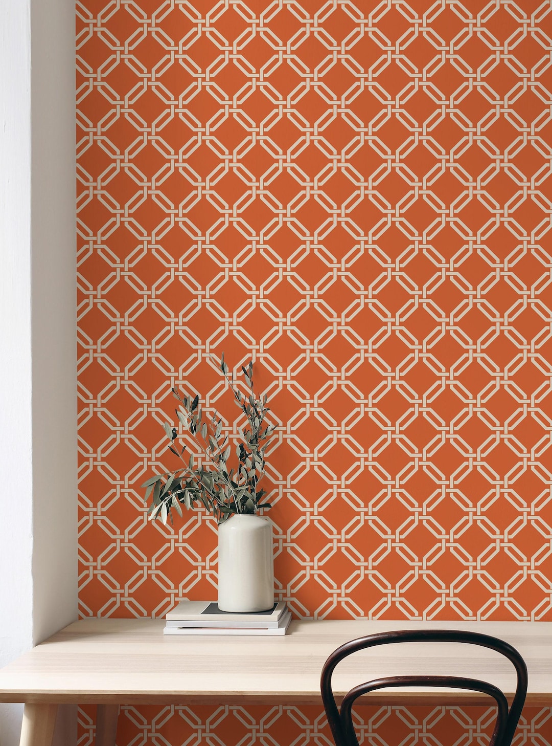 Octagon Links Wandverkleidung | Ziegel-Orange | Peel 'n Stick oder ...