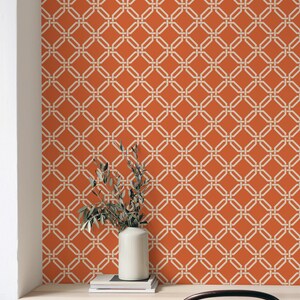 Octagon Links, Brick Orange, Wallpaper - Etsy