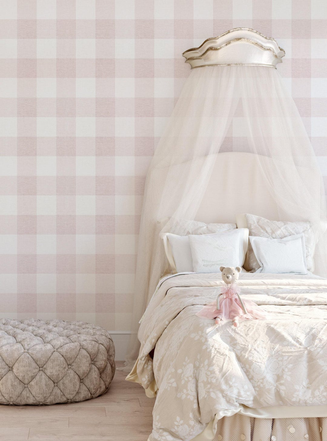 Checkered Look Small Wall Covering | Pink | Peel 'n Stick or Unpasted ...