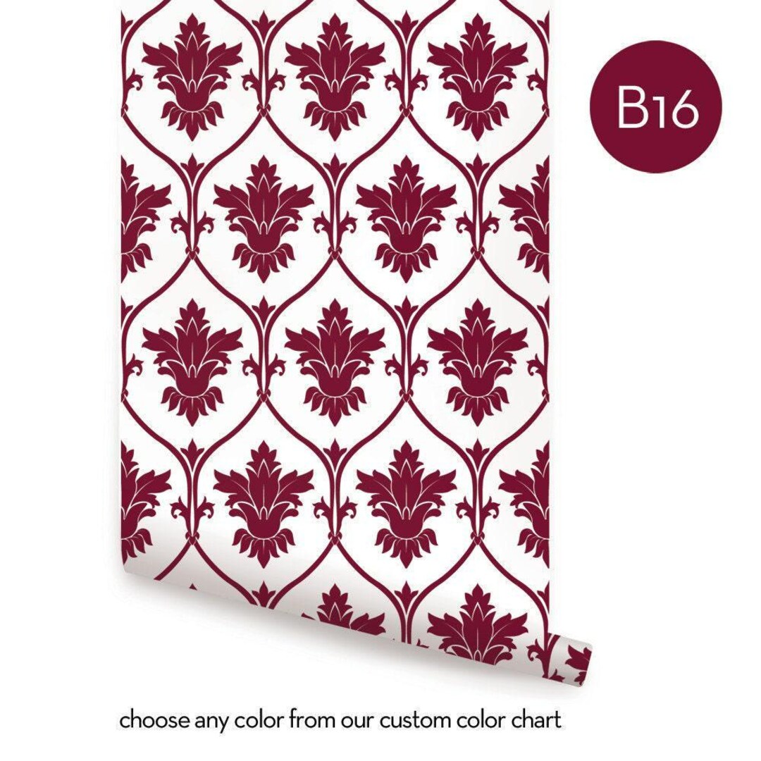 Damask Wallpaper Custom Color Wallpaper - Etsy