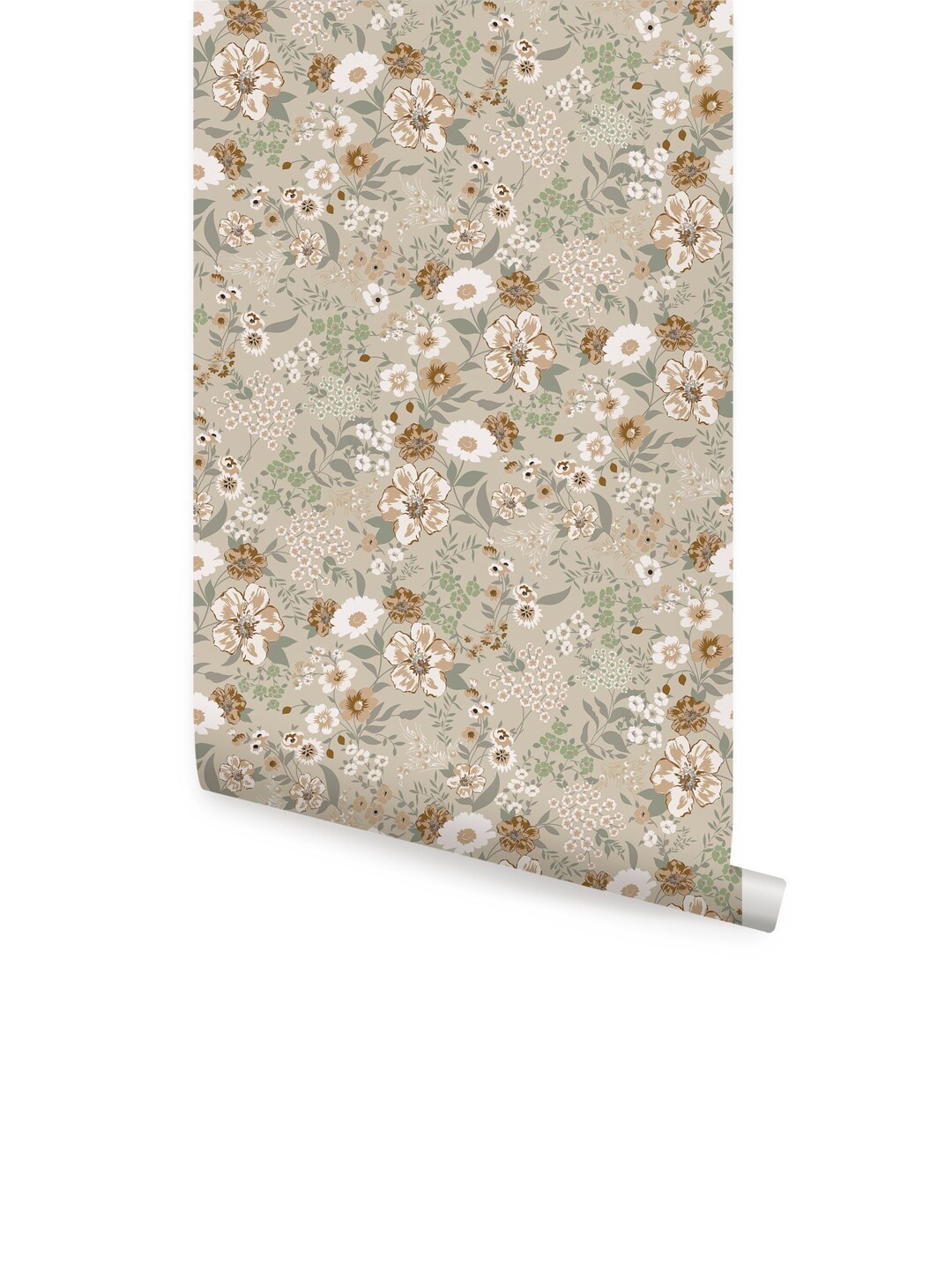 Earthy Botanics Wallpaper, Light, Wallpaper - Etsy