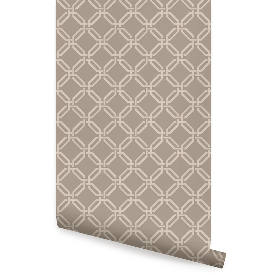 Octagon Links, Warm Grey, Wallpaper - Etsy