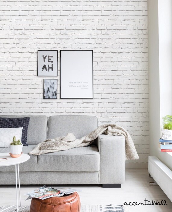 Removable Wallpaper White Brick Modern Clean Look Wallpaper - Etsy