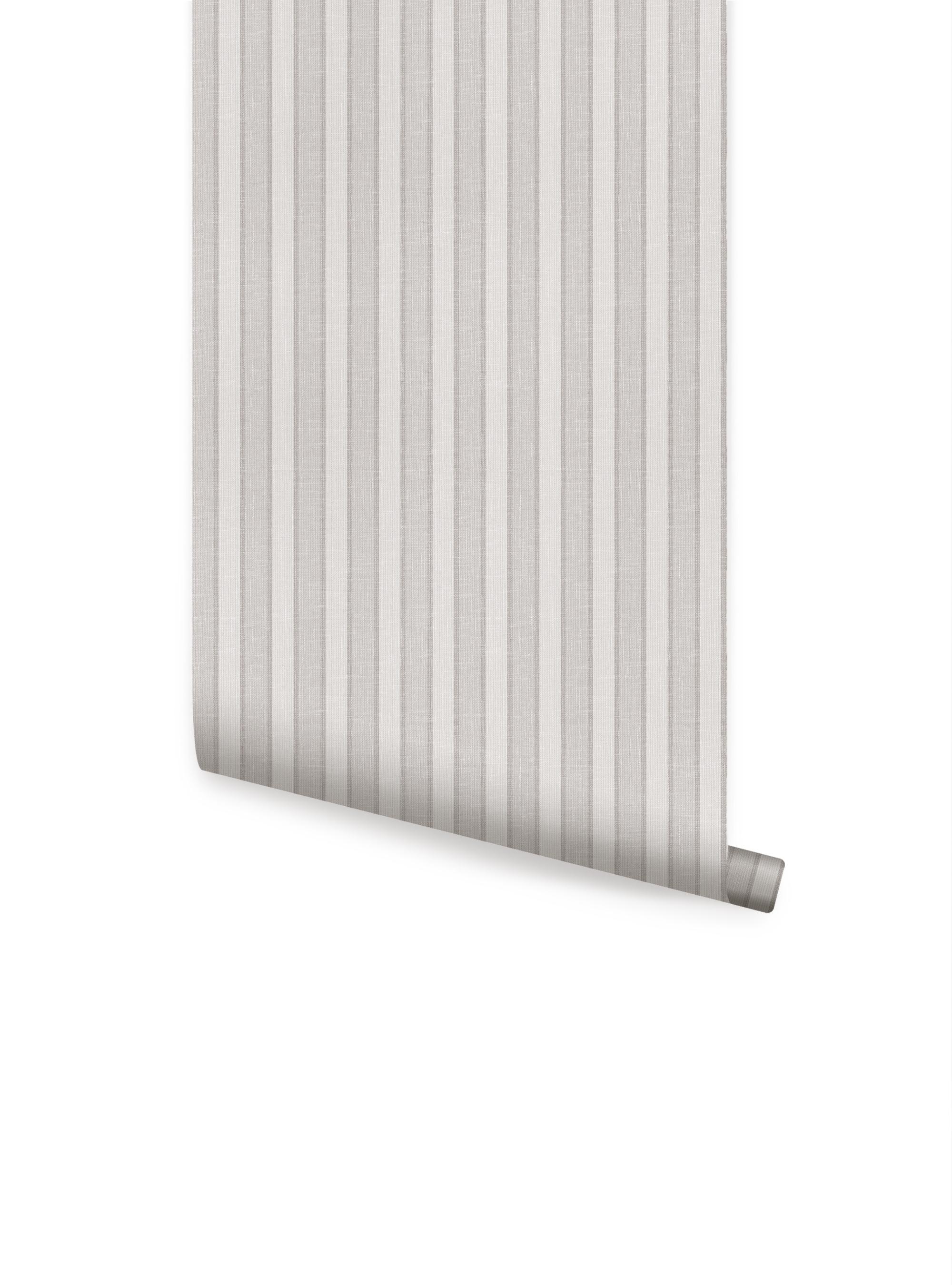 Linen Look Stripes Wall Covering | Grey | Peel and Stick or Unpasted ...