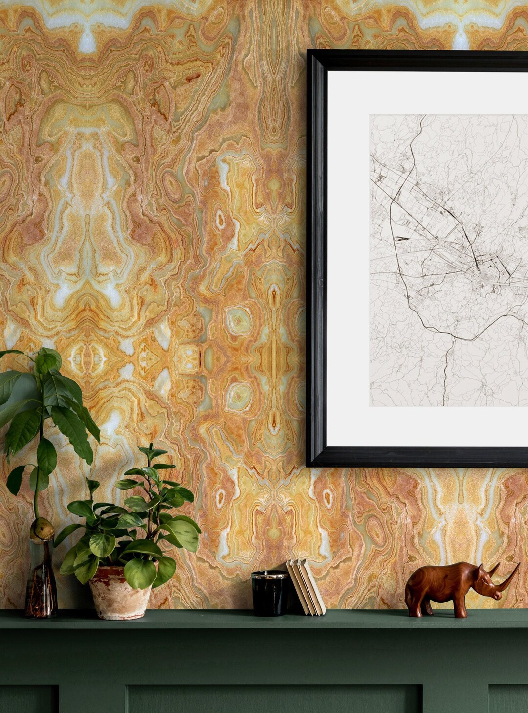 Geo Rock Wall Covering | Yellow | Peel and Stick or Unpasted Wallpaper ...