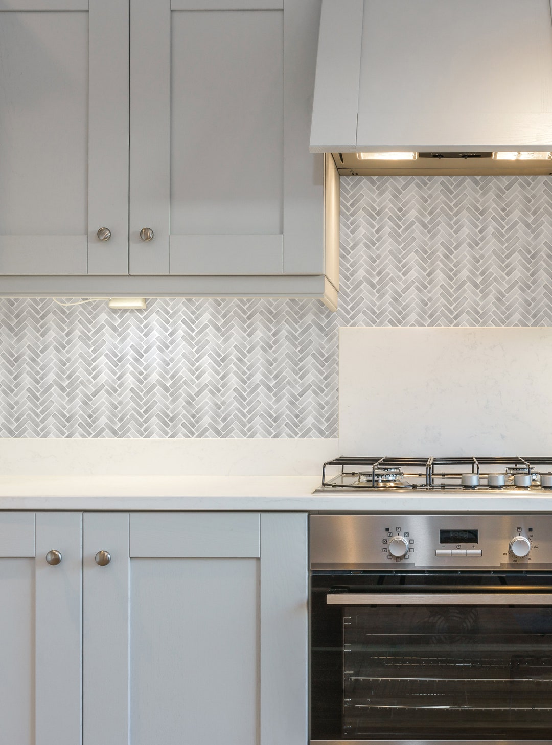 Watercolor Herringbone, Winter Grey, Peel and Stick Backsplash ...