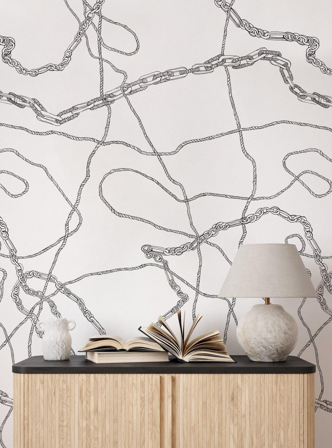 Elegant Ropes and Chains, Black, Wall Mural - Etsy