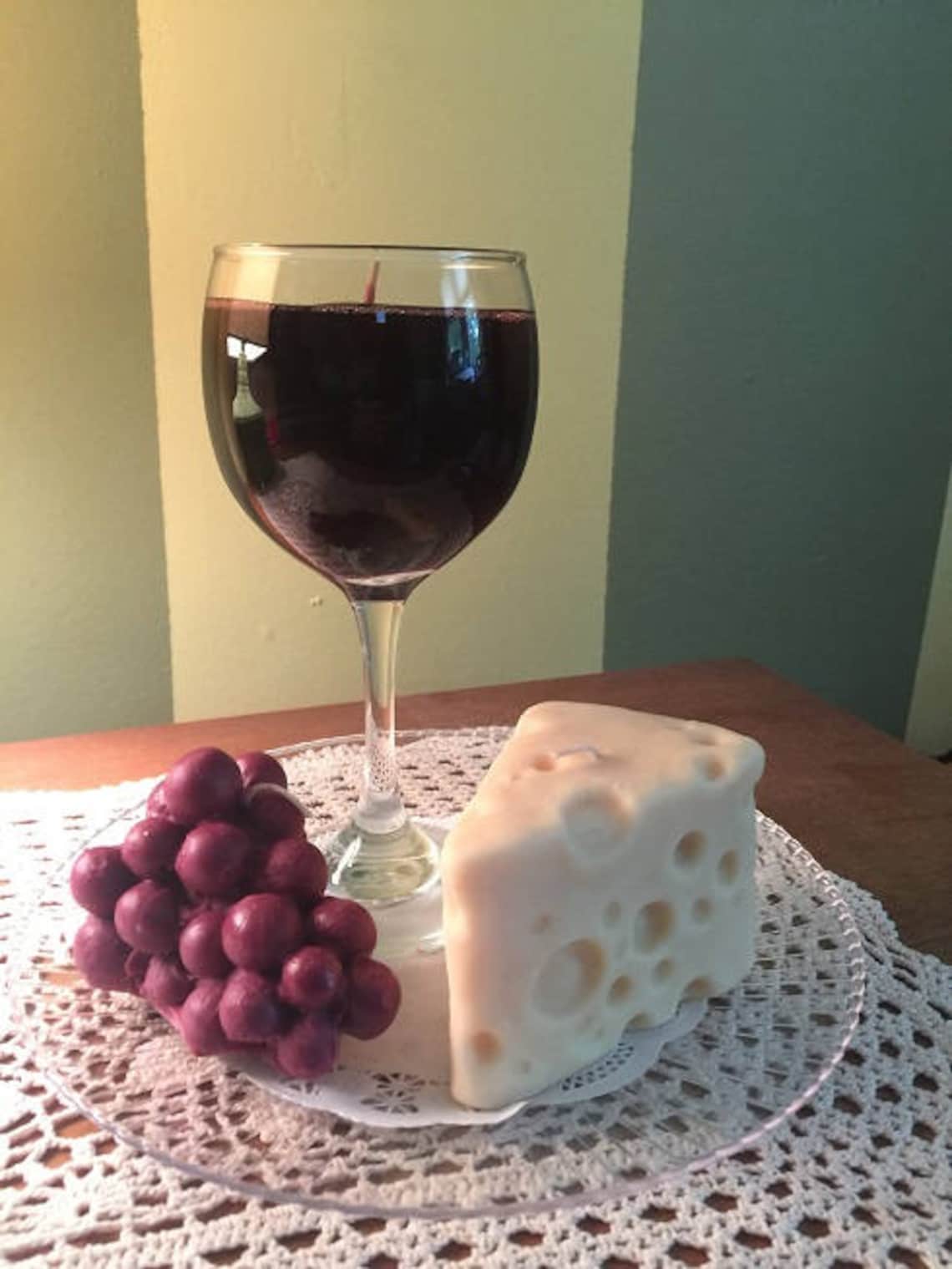 Cabernet Wine Set Candles Cheese Wedge Candle and a Cluster | Etsy