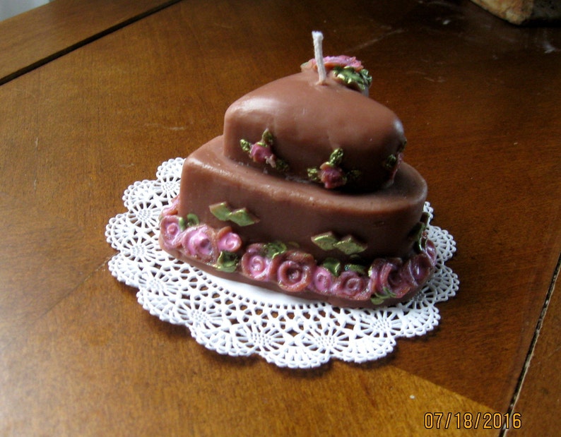 Dark Chocolate Heart Shaped Cake Candle - Etsy