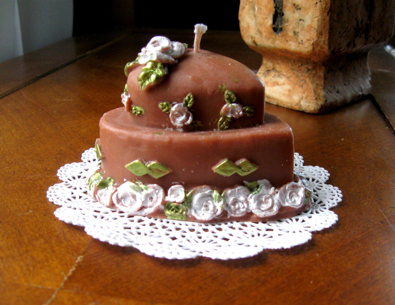 Dark Chocolate Heart Shaped Cake Candle | Etsy