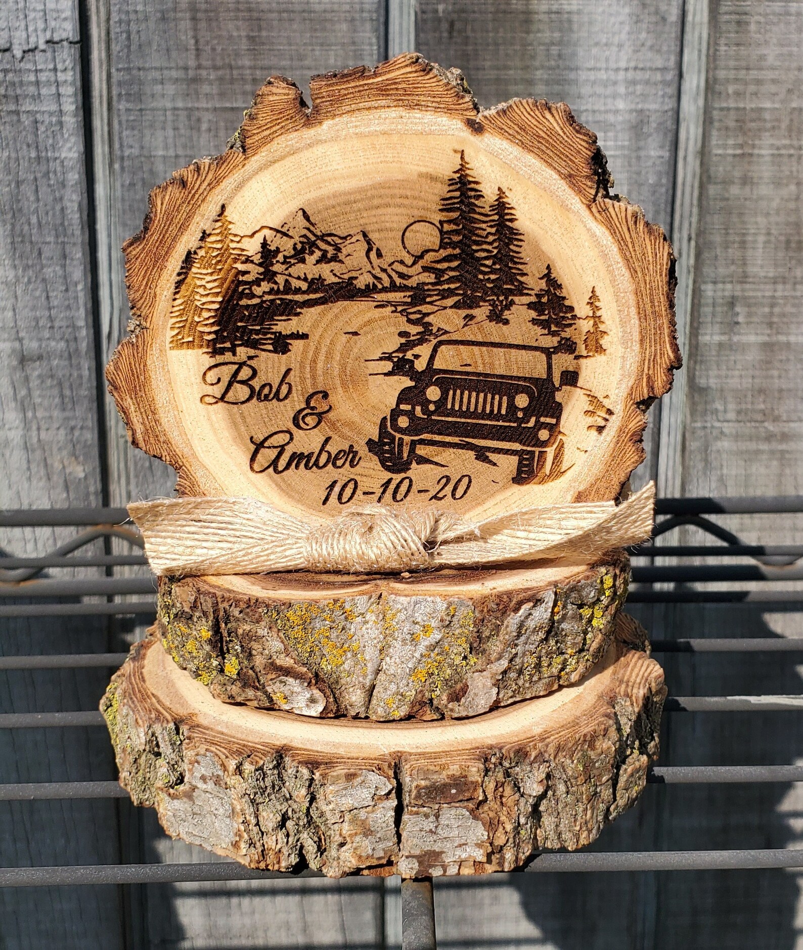 Jeep Wedding Cake Topper, Rustic Wood Slice, Personalized Gift - Etsy