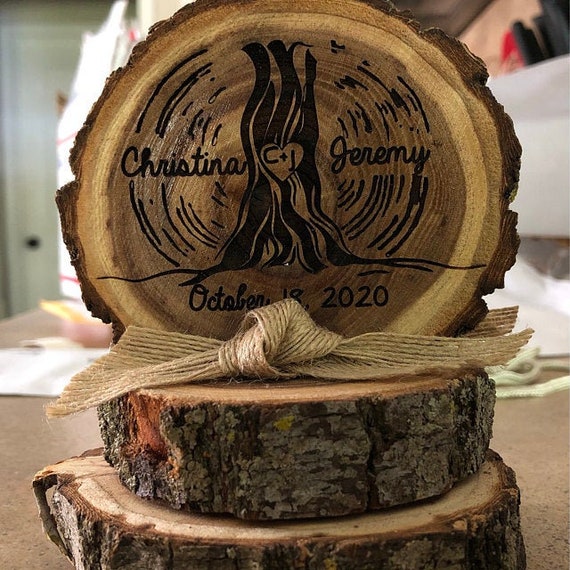 Wedding Cake Topper With Tree Design Rustic Wedding Cake Top | Etsy