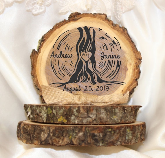 Wedding cake topper with tree design rustic wedding cake top | Etsy
