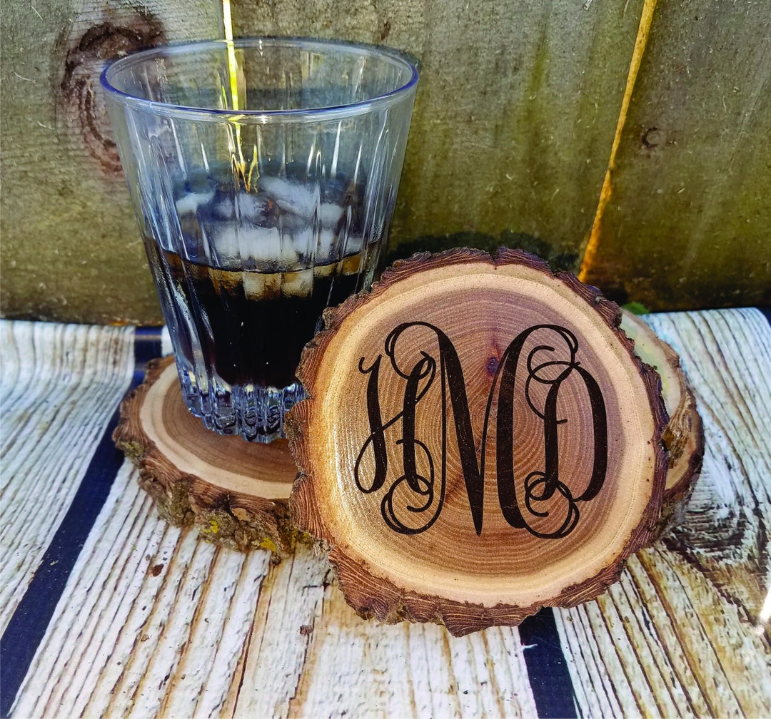 Personalized Coasters, Rustic Coasters, Wood Coasters, Monogram Coaster ...