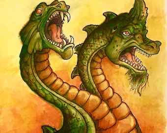 Two-headed Dragon Coloring Page by Yoltonsart - Etsy