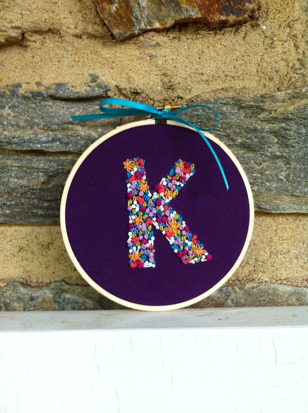 Hand Embroidery. Initial. Embroidery Hoop. Hoop Art. Wall Art ...