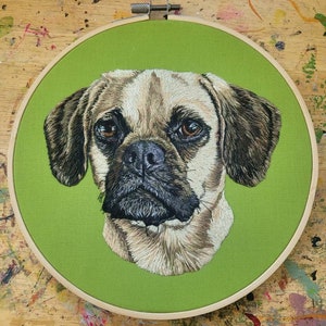 Pet Portraits. Hand Embroidered Portrait. Custom Embroidery. Dog and ...