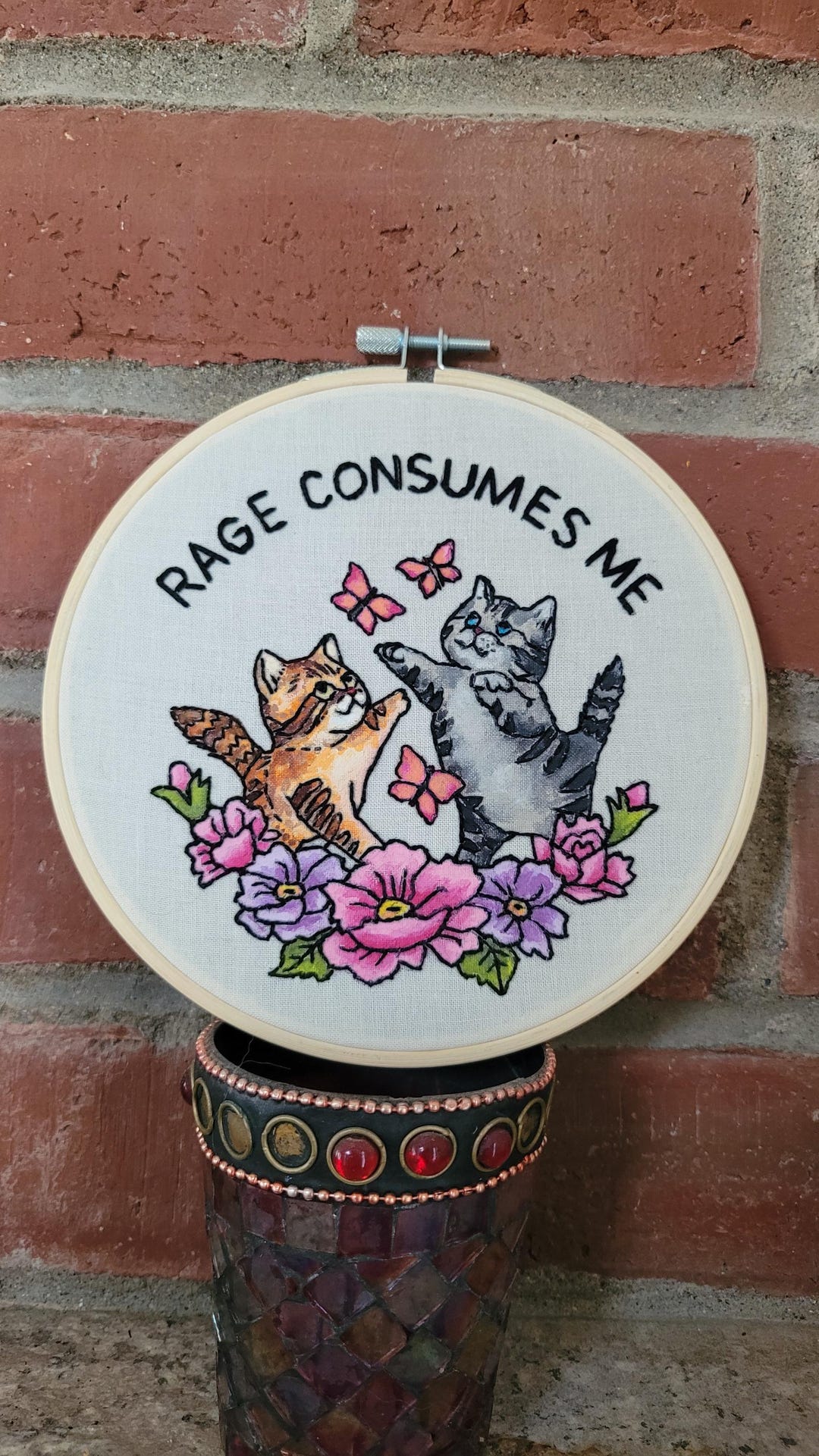 Rage Consumes Me. Hand Embroidered Art. Hand Embroidery. Hoop Art ...